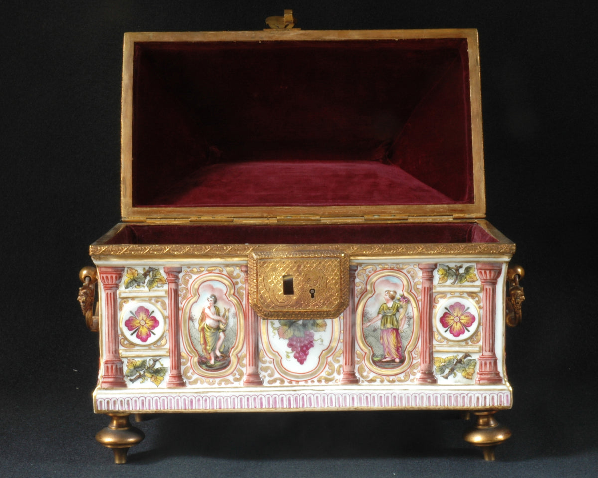 Capodimonte Porcelain Treasure Chest, Italy, c.1900 – Bookmark Memories LLC